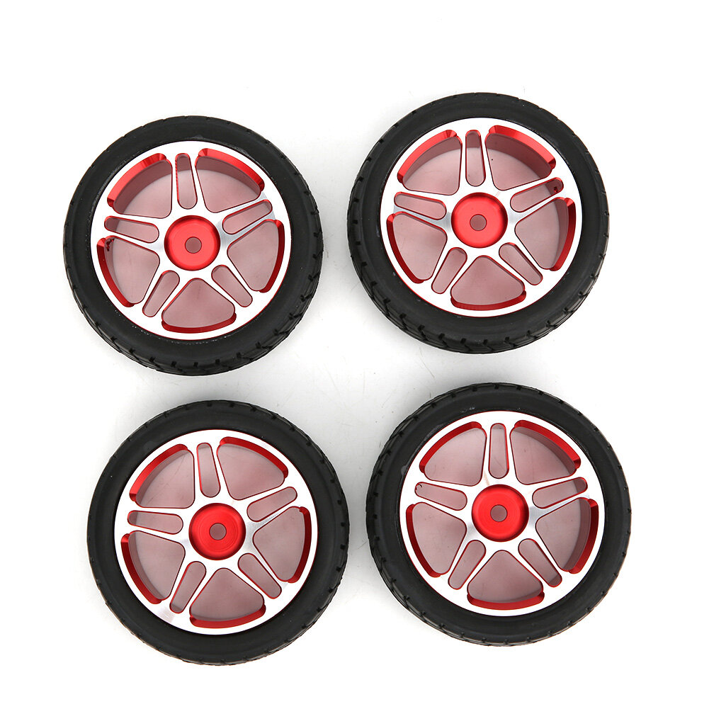 Шт. Шины из алюминиевого сплава для радиоуправляемых автомобилей масштаба 1/10, сменные ступицы колес, красные.