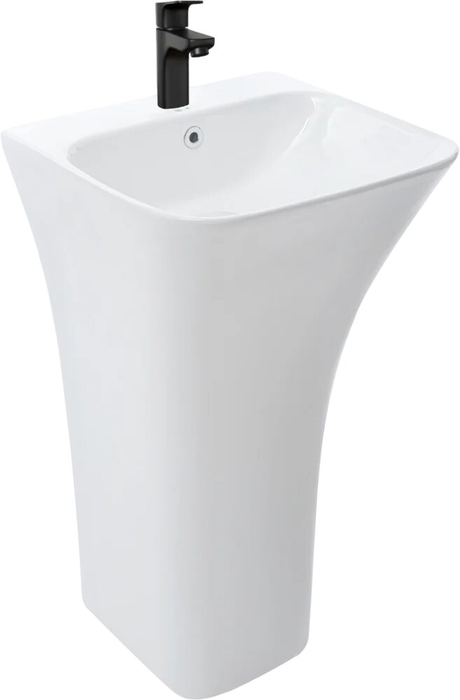 Раковина напольная Weltwasser WW Leerbach 10000005492 4543 GL-WT 45 напольная, 45 см, фаянсовая, раковина для ванной, белая, прямоугольная, со сливом-переливом