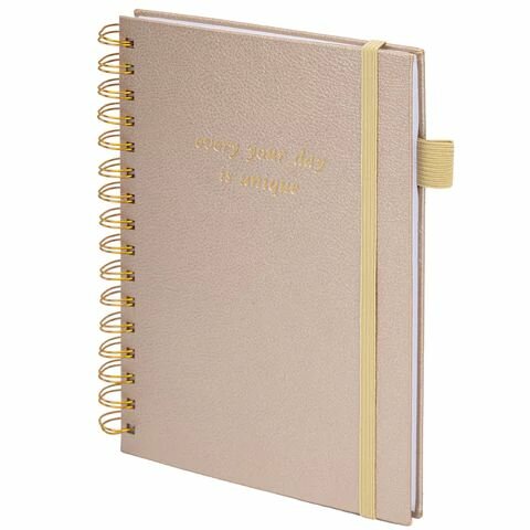 3 шт. Бизнес-тетрадь на гребне А5 148х216 мм, BRAUBERG "Calipso" под кожу, резинка, клетка, 80 л, бежевый, 116254