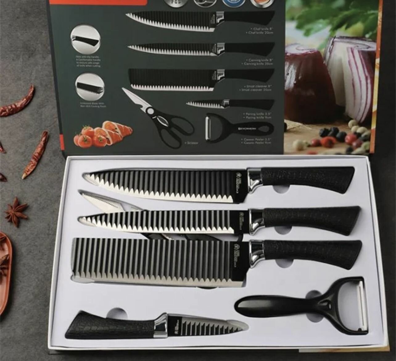 Кухонный набор ножей – для резки мяса, овощей и хлеба, удобный и практичный выбор