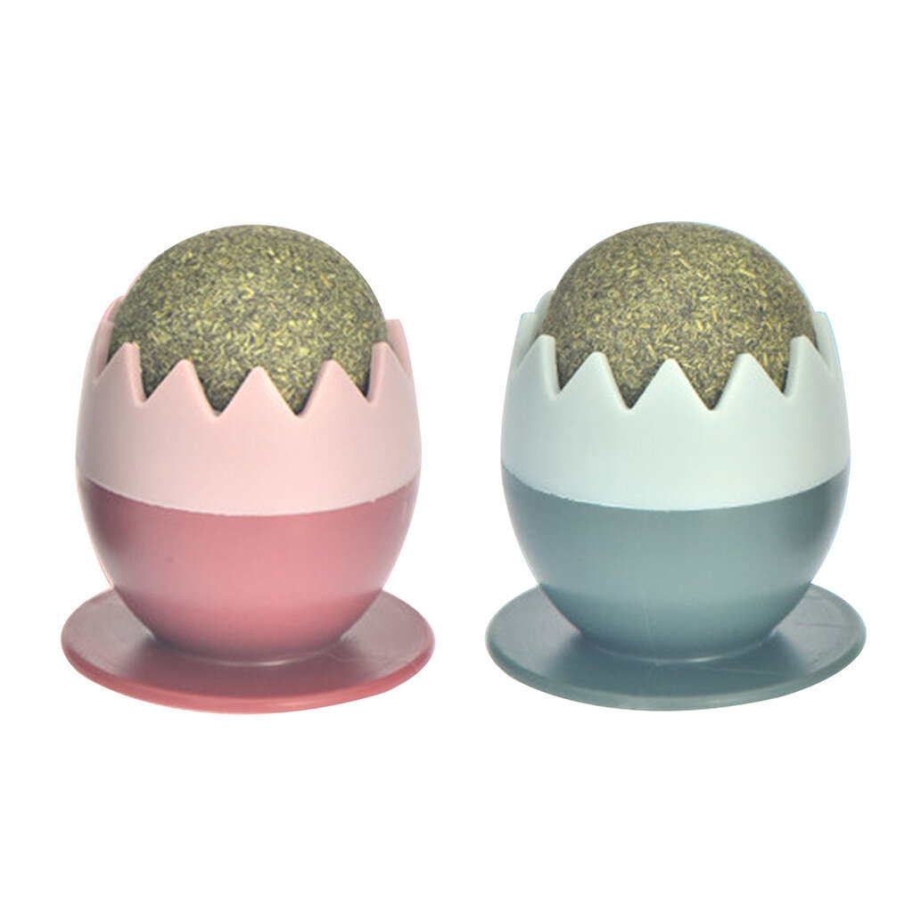 Игрушка из Кошачьей Мяты для Кошки 2шт Съедобных Шариков на Милой Яйцевидной Основе, Натуральные Вращающиеся Лакомства для Облизывания, Игрушки для Котенка Китти