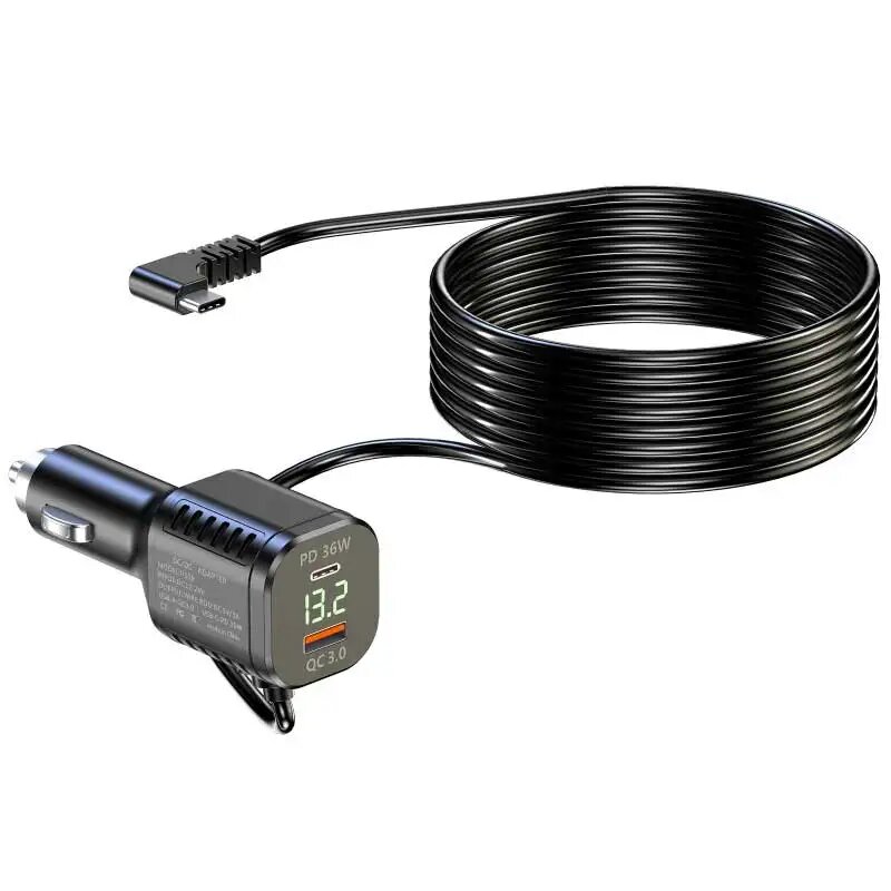 Автомобильное зарядное устройство USB Type-C для видеорегистратора Автомобильное зарядное устройство GPS Автомобильный регистратор для вождения Шнур питания USB-кабель Power Dual USB DVR Зарядный кабель, Type-C