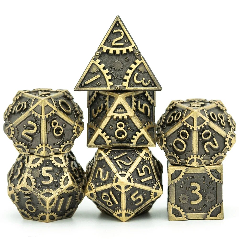 Металлические кубики Cusdie D&D стимпанк 7 шт. Ancient Bronze