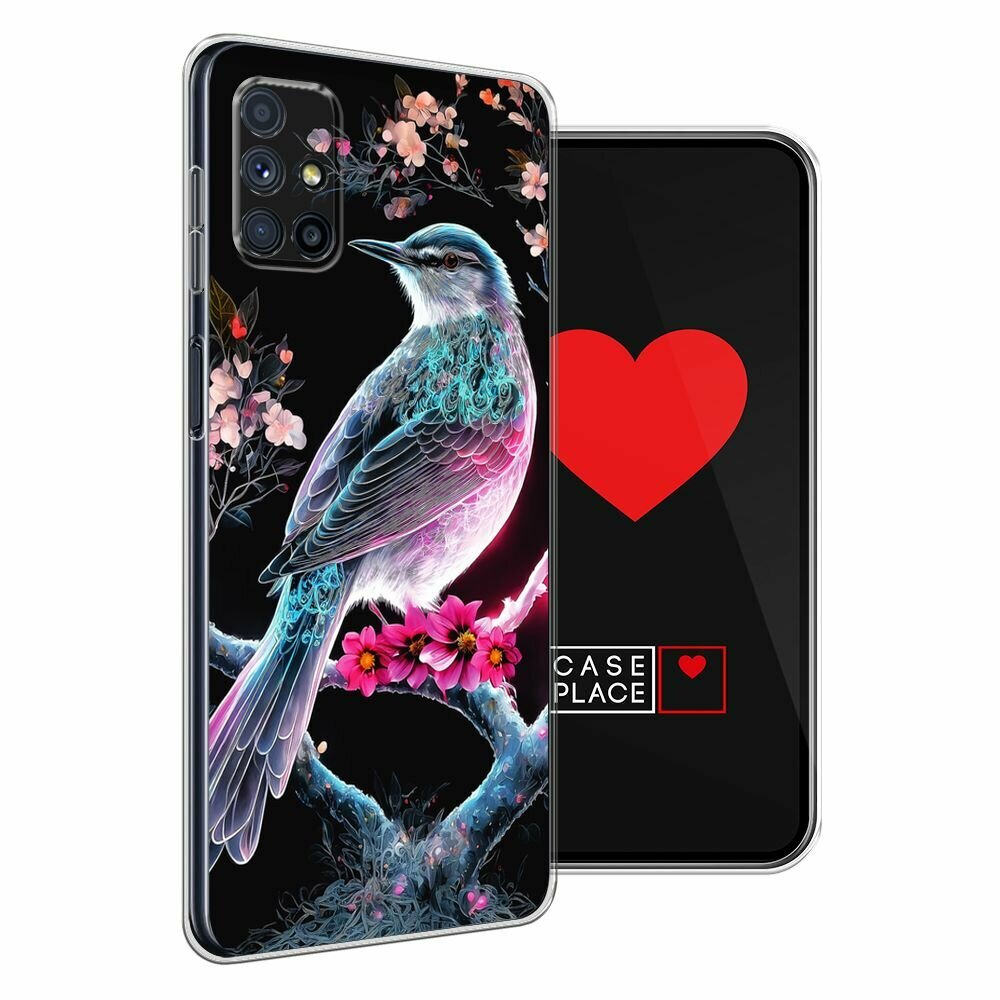 Чехол на Samsung Galaxy M51 / Самсунг Галакси М51 с принтом "Птица на цветущем дереве" — фото 1