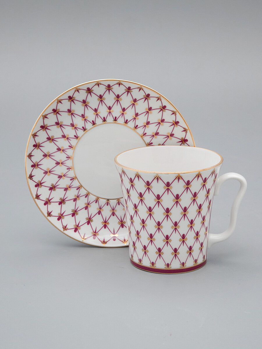 Бокал с блюдцем "Сетка-Блюз2" форма Ленинградский, 360 мл, Императорский Фарфоровый Завод