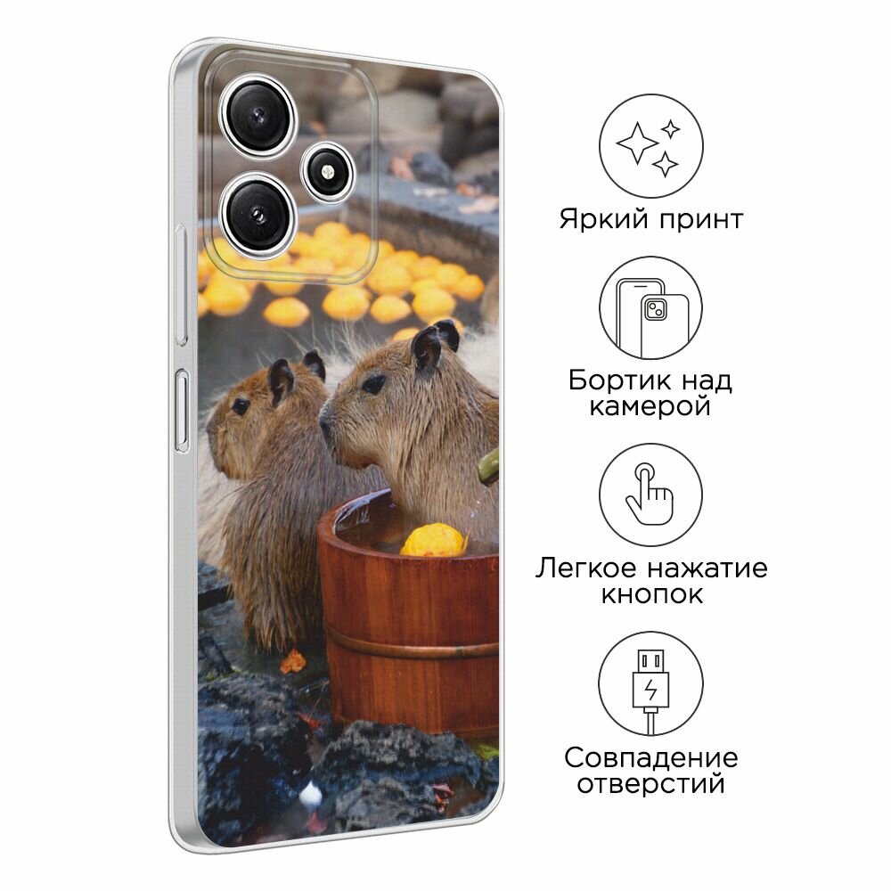 Чехол на Xiaomi Redmi 12 5G / Сяоми Редми 12 5G с принтом "Капибары отмокают" — фото 1