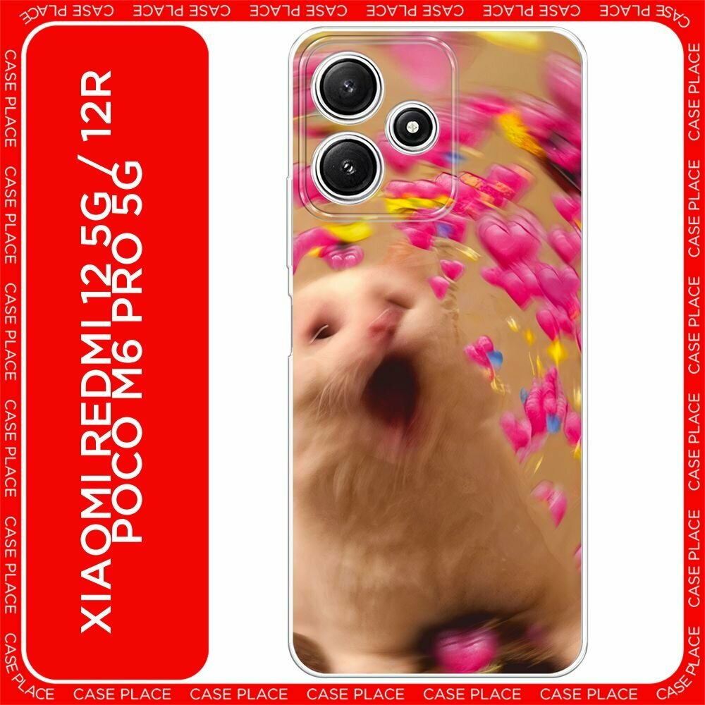 Чехол на Xiaomi Redmi 12 5G / Сяоми Редми 12 5G с принтом "Любвеобильный котик - 14 февраля"