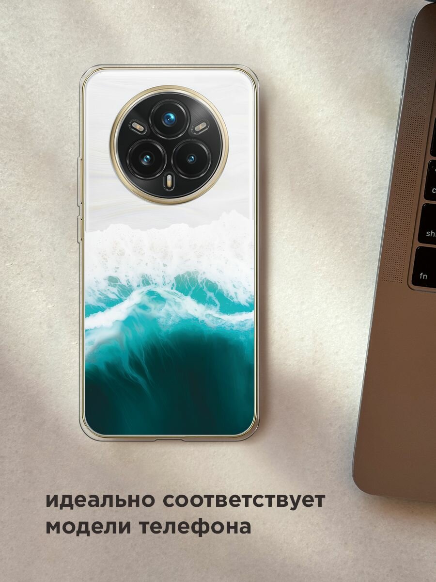 Чехол на Realme 14 Pro+ / Реалми 14 Про+ с принтом "Большая волна", прозрачный — фото 1