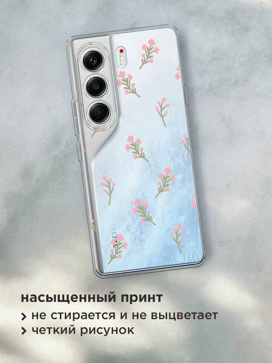 Чехол на Tecno Camon 40 Pro 5G / Текно Камон 40 Про 5G с принтом "Цветущие веточки", прозрачный — фото 1