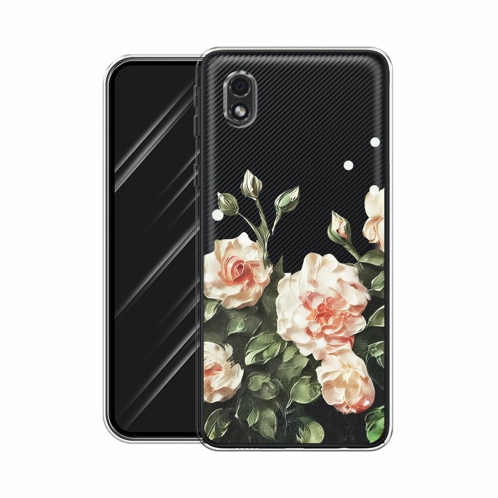 Чехол на Samsung Galaxy A01 Core / Самсунг Галакси А01 Core с принтом "Цветочная картина 2", прозрачный — фото 1
