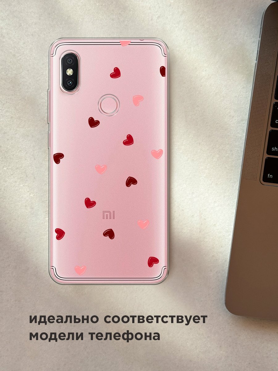 Чехол на Xiaomi Redmi S2 (Redmi Y2) / Сяоми Редми С2 (Редми Y2) с принтом "Бордовые сердечки 2" — фото 1