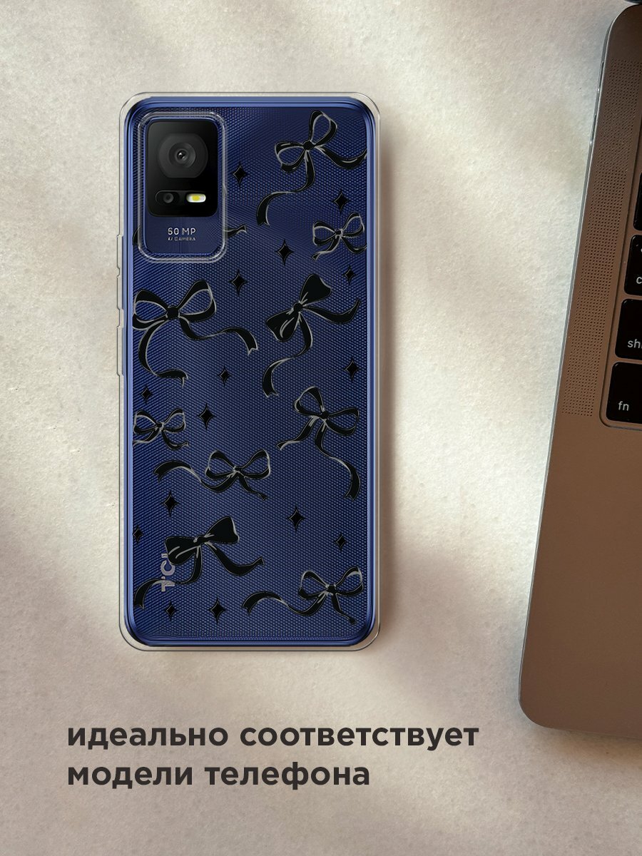 Чехол на TCL 408/405 / ТСЛ 408/405 с принтом "Милые чёрные бантики 4" — фото 1
