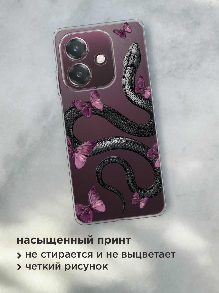 Чехол на Oppo A3/A3x / Оппо А3/A3x с принтом "Snake and butterflies 2" — фото 1