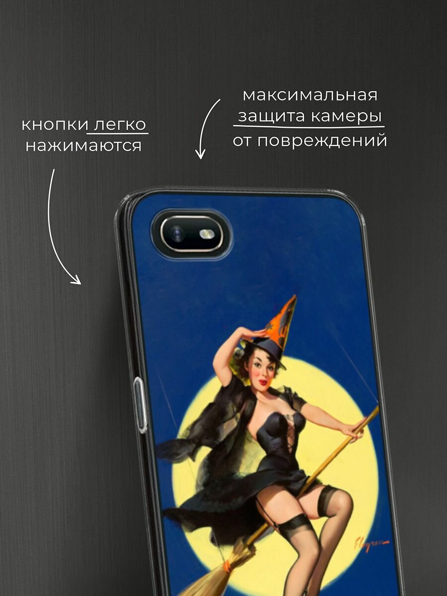 Силиконовый чехол на Oppo A1k / Оппо А1к с принтом "Pin-Up Witch" — фото 1