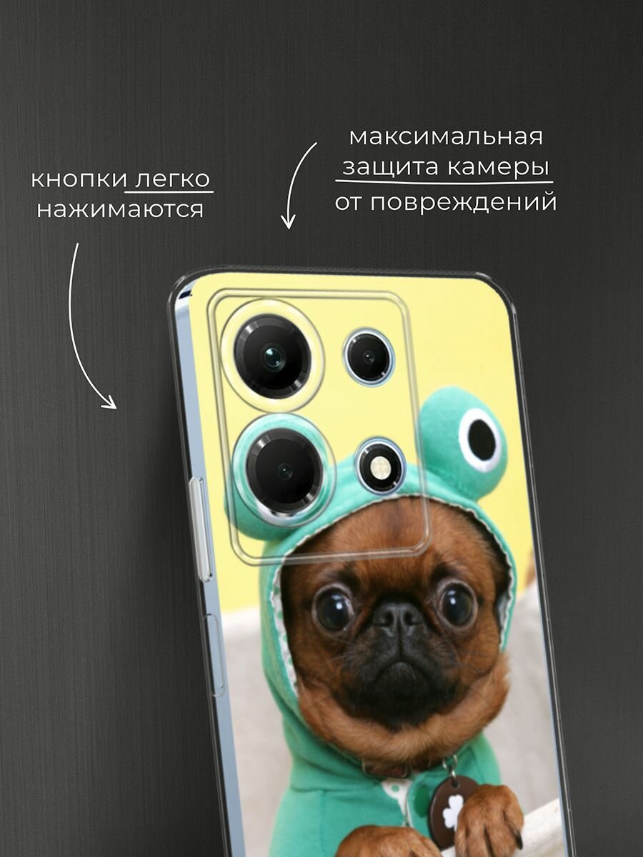 Чехол на Infinix Note 30 4G / Инфиникс Нот 30 4G с принтом "Собачка в шапке лягушки" — фото 1