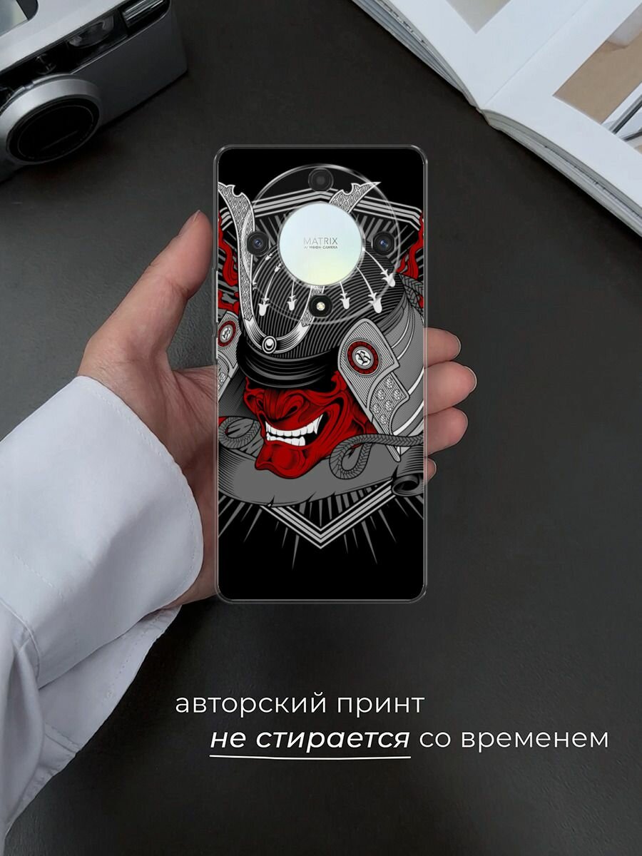 Чехол на Honor X9A / Хонор X9A с принтом "Красная маска самурая" — фото 1