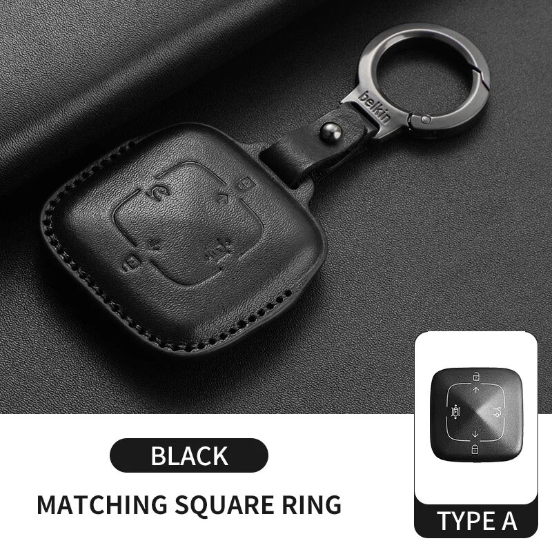 Кожаный чехол для ключа ZEEKR 001 Black A, Type A
