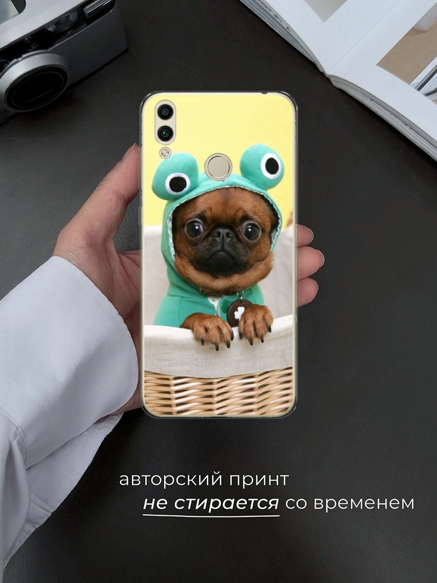 Чехол на Honor 8C / Хонор 8С с принтом "Собачка в шапке лягушки" — фото 1