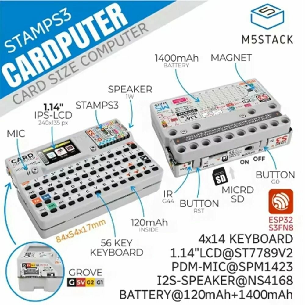 M5stack Cardcomputer StampS3 Микроконтроллеры 56-клавишная Клавиатура