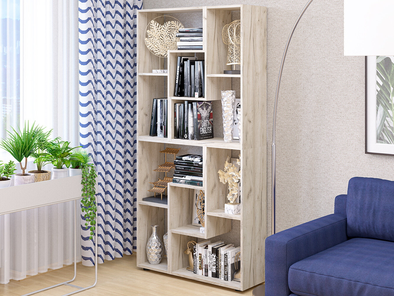 Стеллаж "Пирамида комфорта" Астра-15 В3, цвет Крафт Серый, 182,5х90х28см