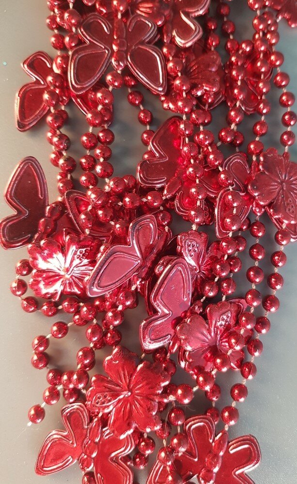 !09 набор 2 штуки - елочное украшение - бусы "бабочки" 2,7 М, Цвет красный