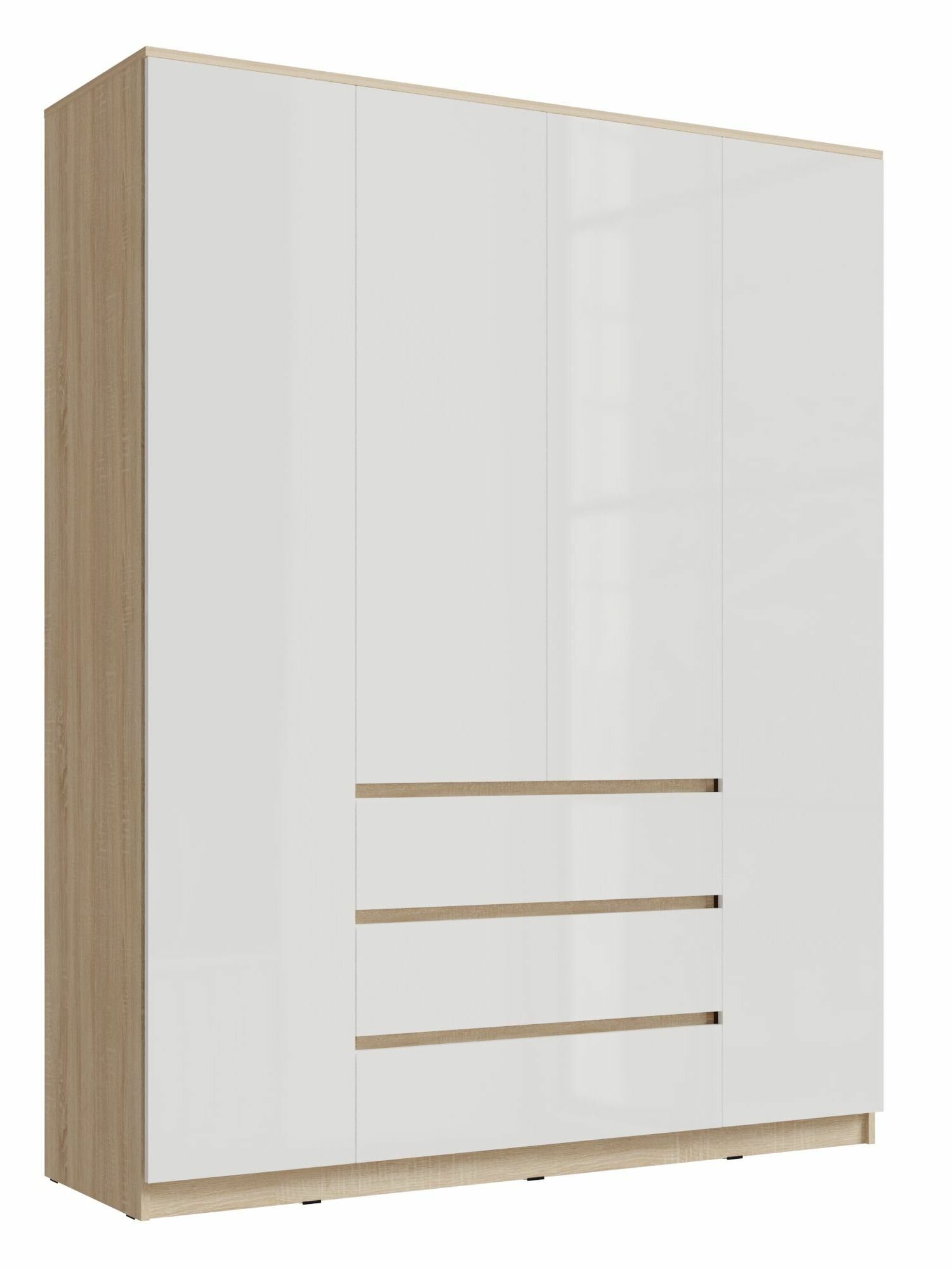 Шкаф Челси 4-ств. 1602х2022х514 (Белый глянец холодный/ дуб сонома) МИФ
