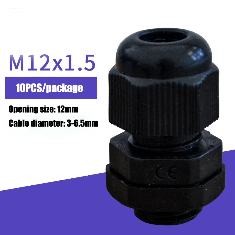 Водонепроницаемые кабельные вводы M12x1.5 M16x1.5 M20x1.5 M22 нейлон черный/серый 10 шт M12X1.5