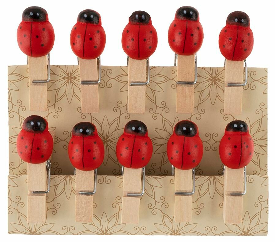 Декоративные прищепки Волна веселья "Божьи коровки", 3,5 мм, красные, 10 шт