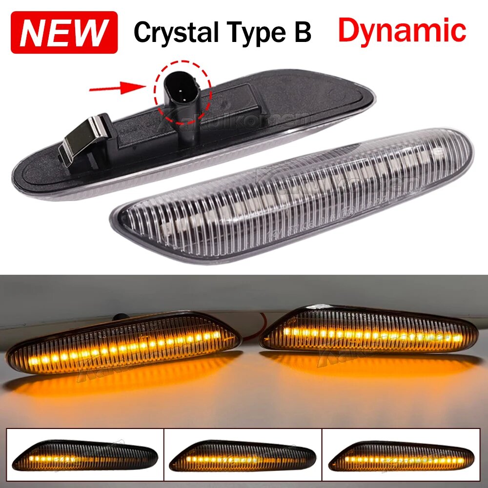 Светодиодный динамический боковой габаритный указатель поворота для BMW, последовательный указатель поворота для E90, E91, E92, E93, E60, E87, E82, E46, 2 шт.