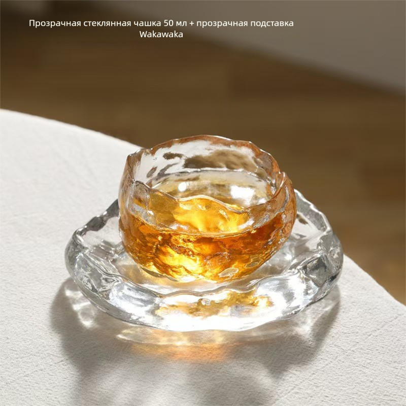 Чашка для чая "Первый снег", японский стиль, хрусталь, ручная выдувка