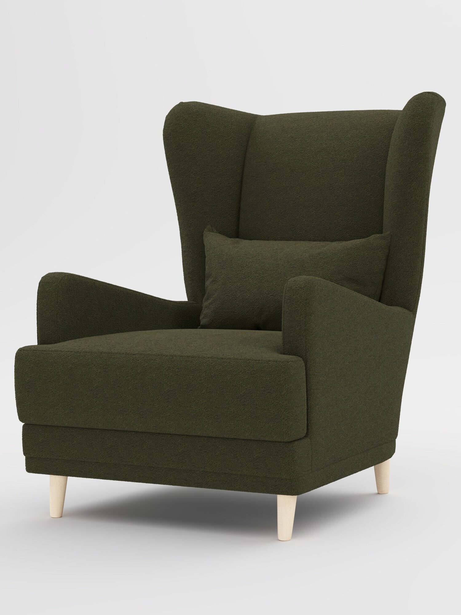 Кресло мягкое для дома, отдыха в гостиной Марсель от W&B, искусственный мех, цвет: темно-зеленый