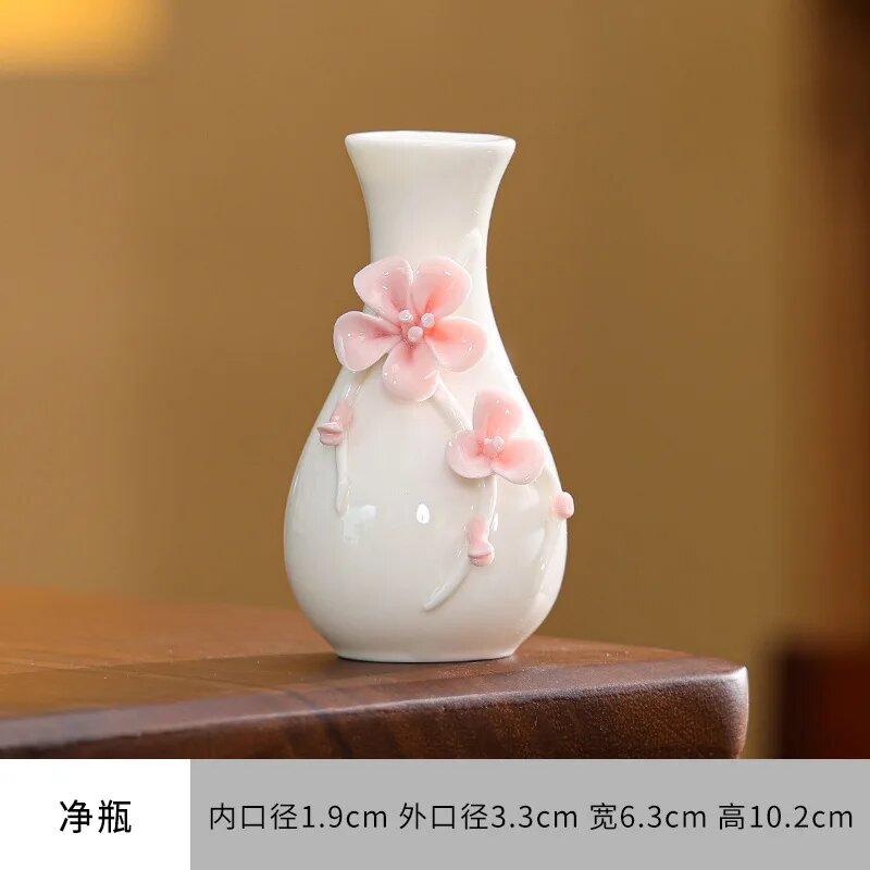 Керамическая ручная миниатюрная ваза для цветов, креативная фарфоровая ваза ручной работы для свежего потока, аксессуары для украшения сада своими руками, Розовый