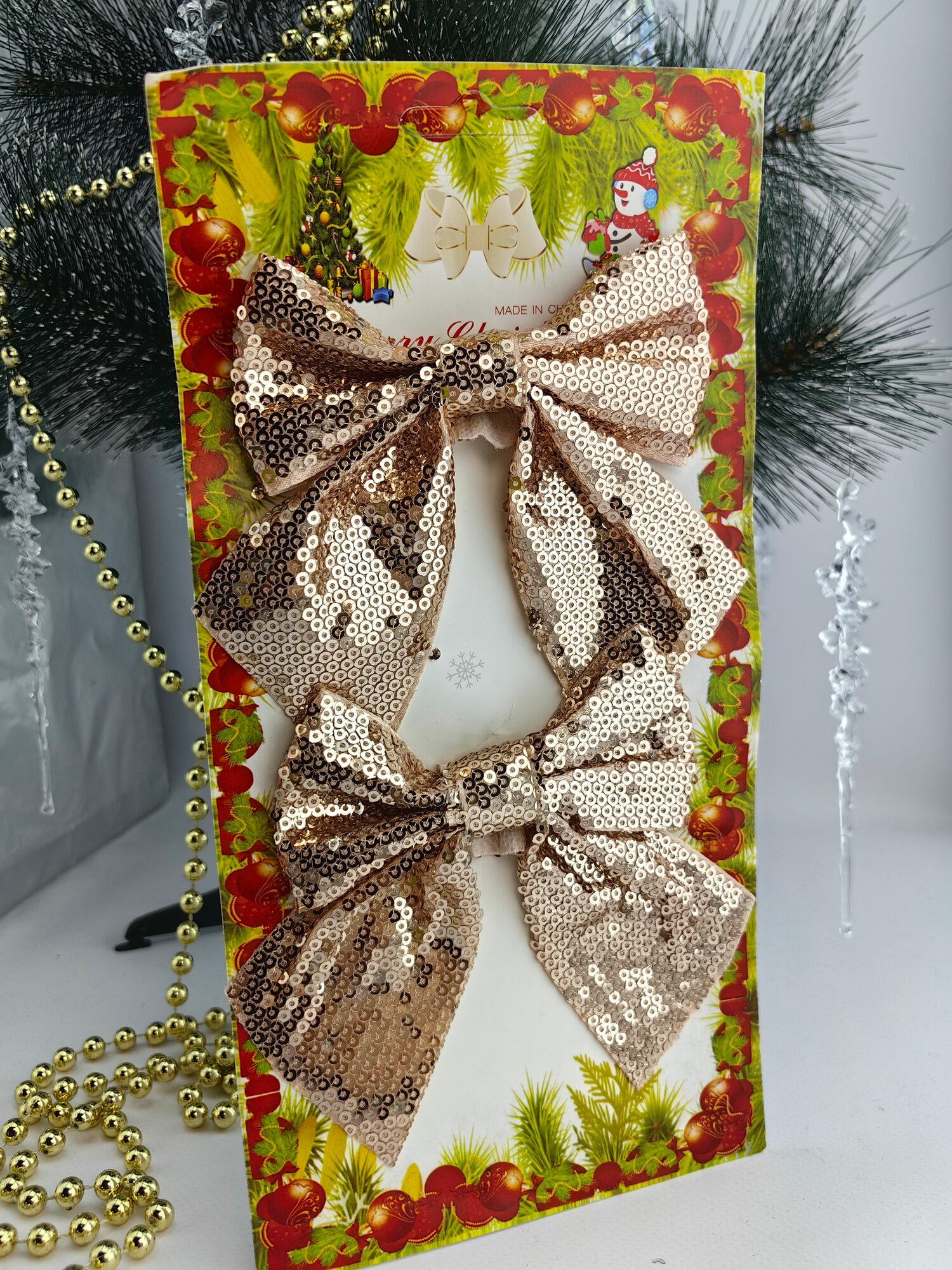 Бант новогодний на елку набор 2 шт