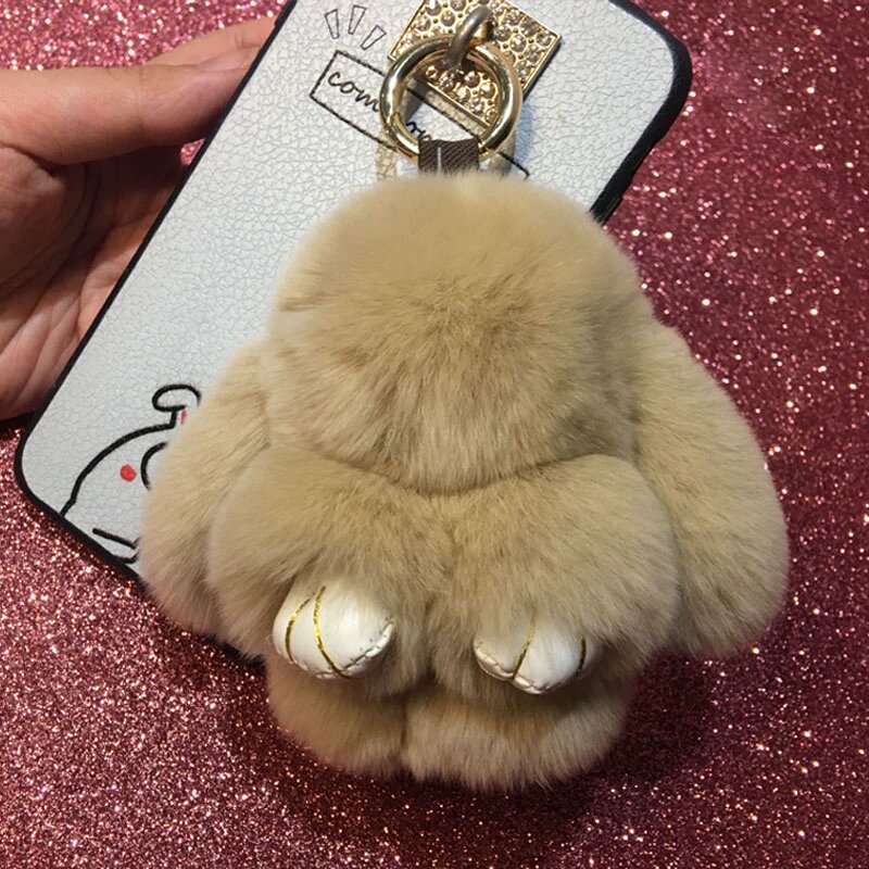 Мини-настоящий кролик рекс, плюшевая игрушка кролика, подвеска для мобильного телефона, детская кукла, сумка, подвеска,