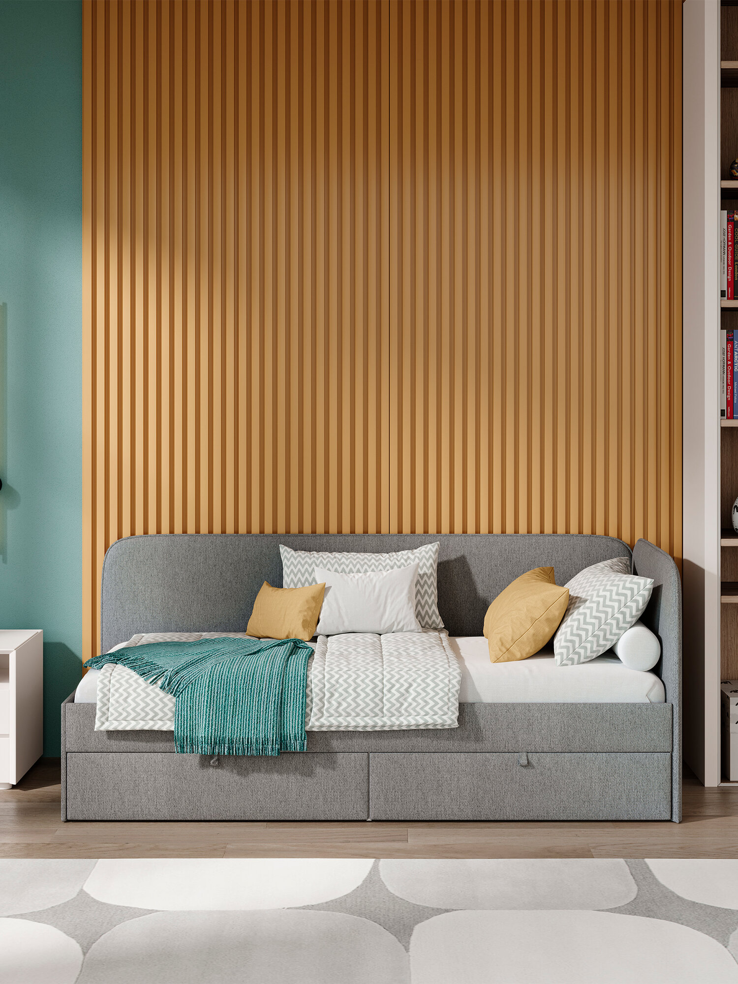 Кровать с мягкой обивкой «Молли» (800)Тип 1Микровелюр Scandi Graphite 22