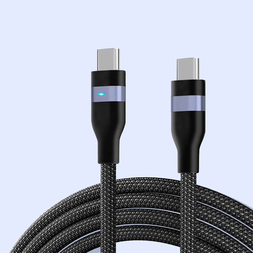 Кабель USB-C — USB-C 100 Вт 2 метра, быстрая зарядка для MacBook Pro/Air, Samsung, iPhone, Huawei, Xiaomi планшет, плетёный Type C провод