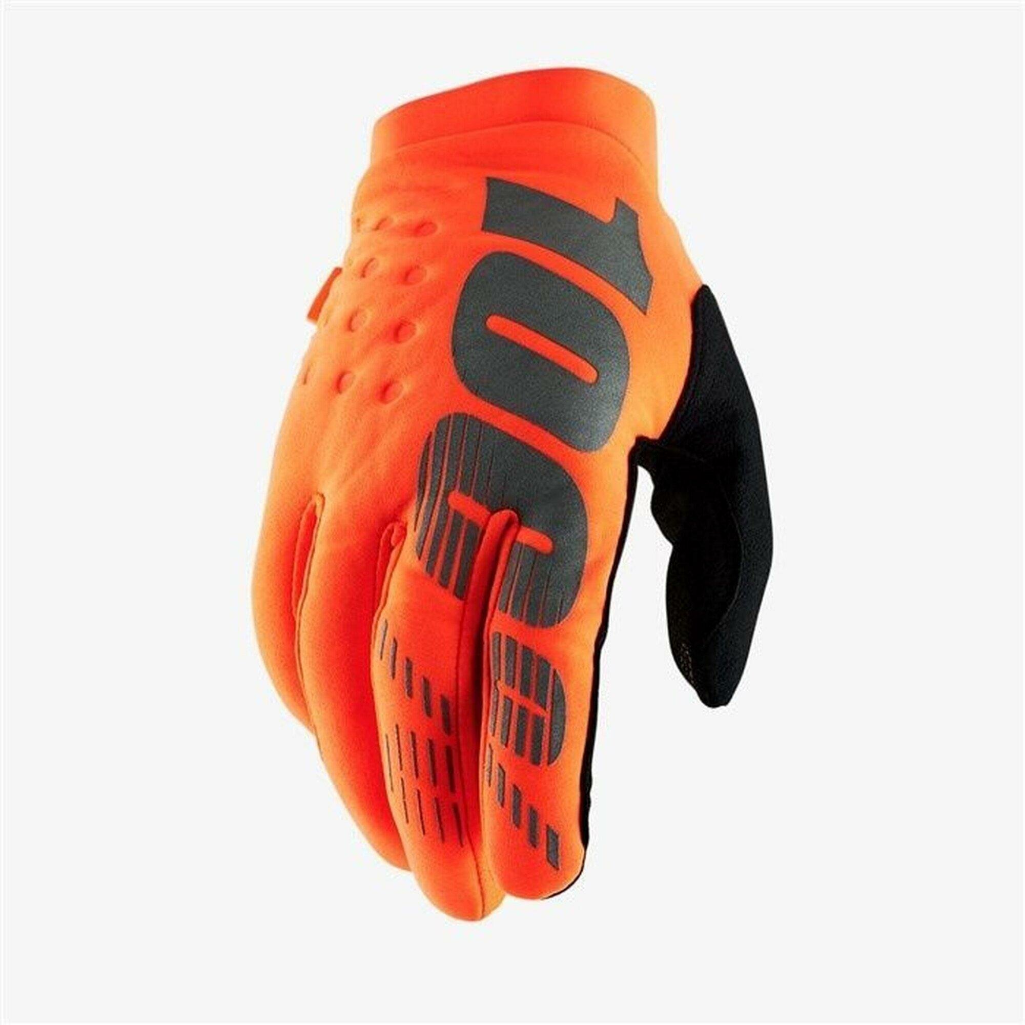Мотоперчатки 100% Brisker Glove, с сенсорным элементом, Fluo Orange/Black, размер XXL