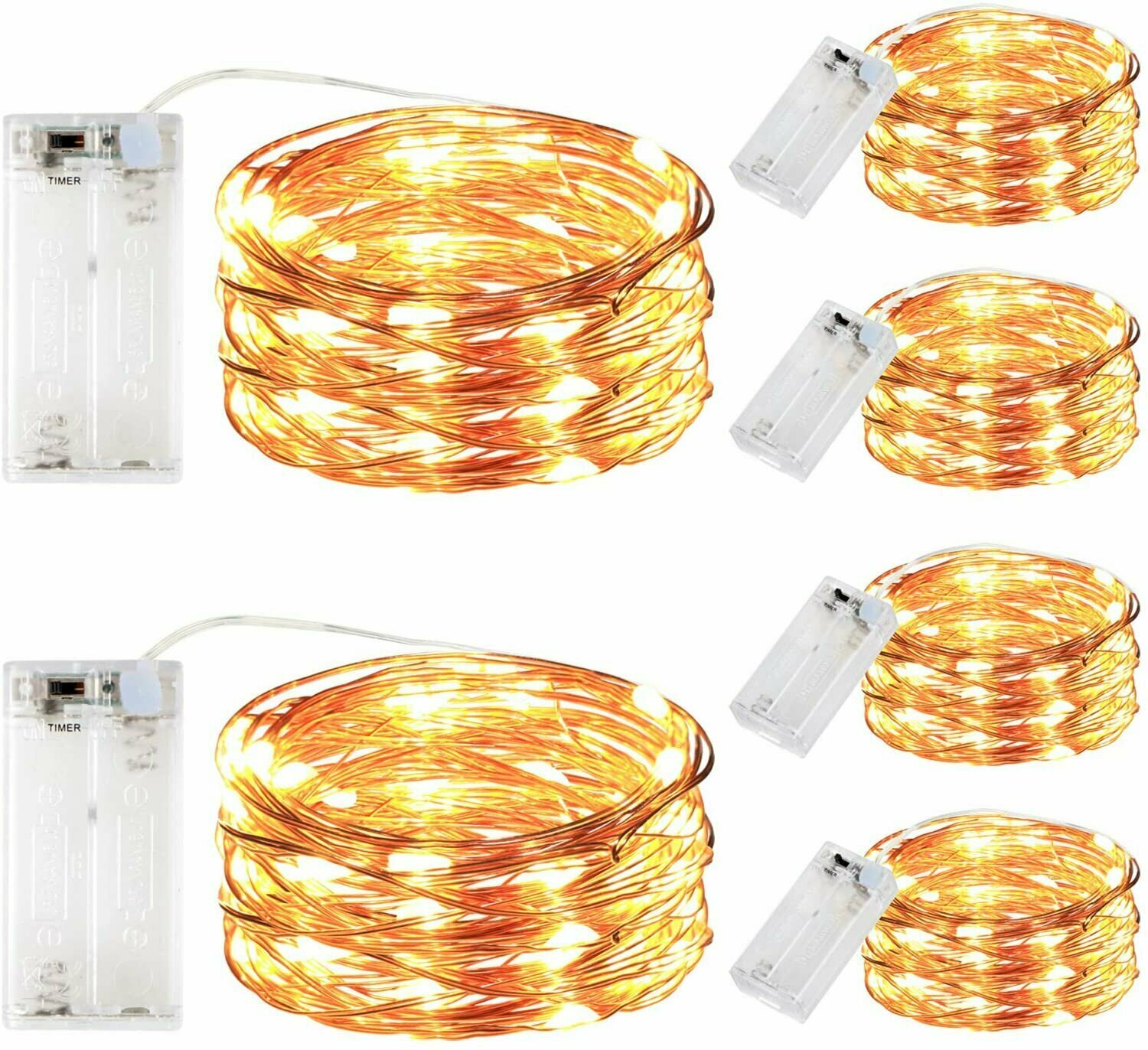 6 упаковок светодиодных гирлянд феерических 10 футов 30LED, на батарейках медная проволока мини светодиодные огоньки мигающие, для спальни Рождества свадьбы вечеринки декор, теплый белый