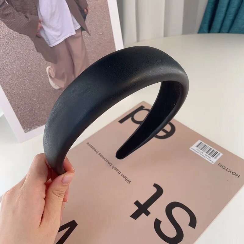 Обручи для волос женские из ПУ кожи, толстые широкие резинки на голову, ободок, аксессуары для волос