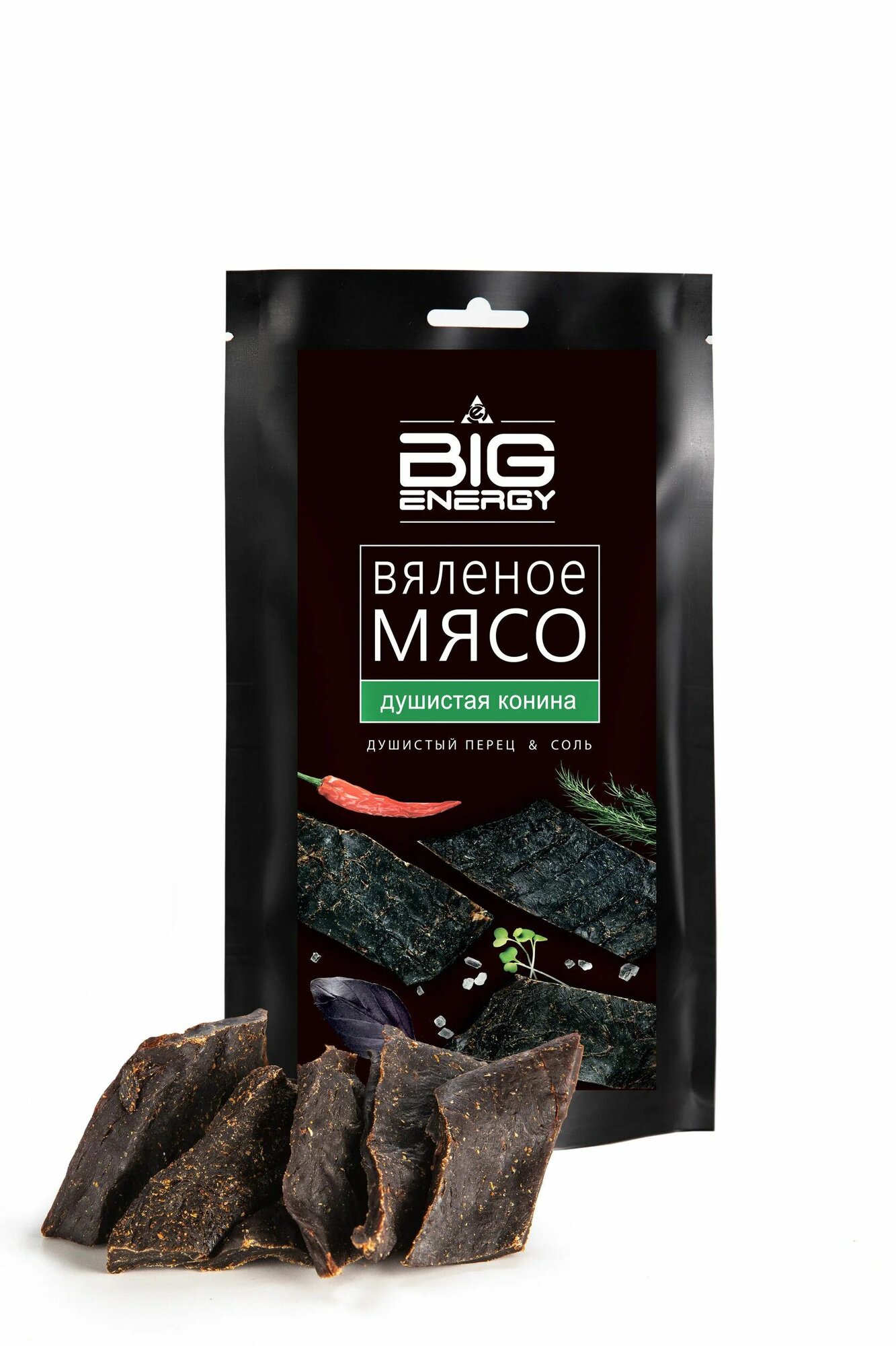 Мясо вяленое душистая конина "Big energy" 50 гр, 4 шт.