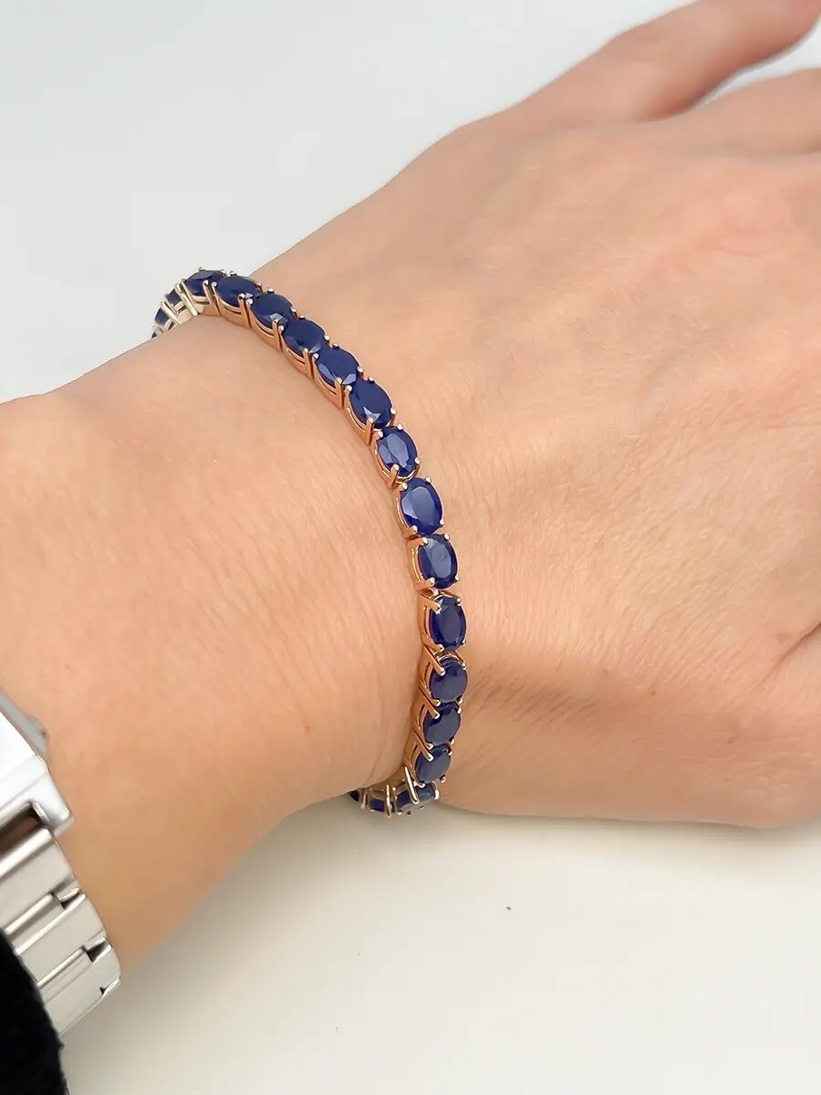 Браслет, красное золото, 375 проба, сапфир