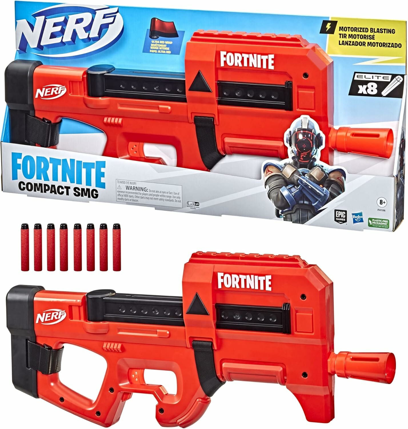 Игрушечное оружие Hasbro Nerf - FORTNITE COMPACT SMG Компактный пистолет-пулемет+8 дротиков - Нерф F4106