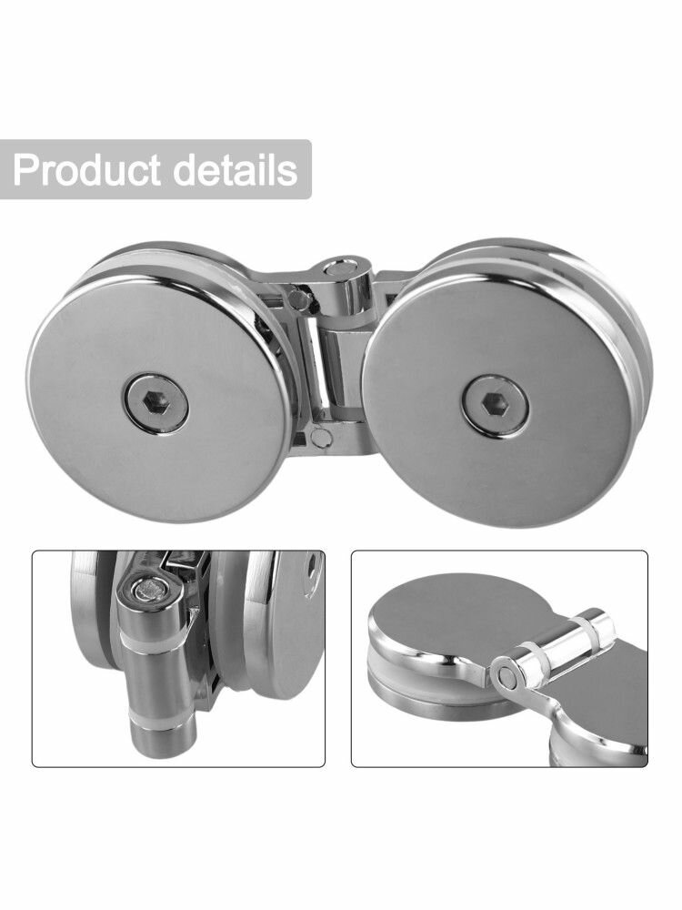 Петля для стеклянной двери, 180 шарнир для безрамной душевой и раковины, зажим для зеркал и стеклянных полок, хром, для стекла 5-12 мм, цинковый сплав