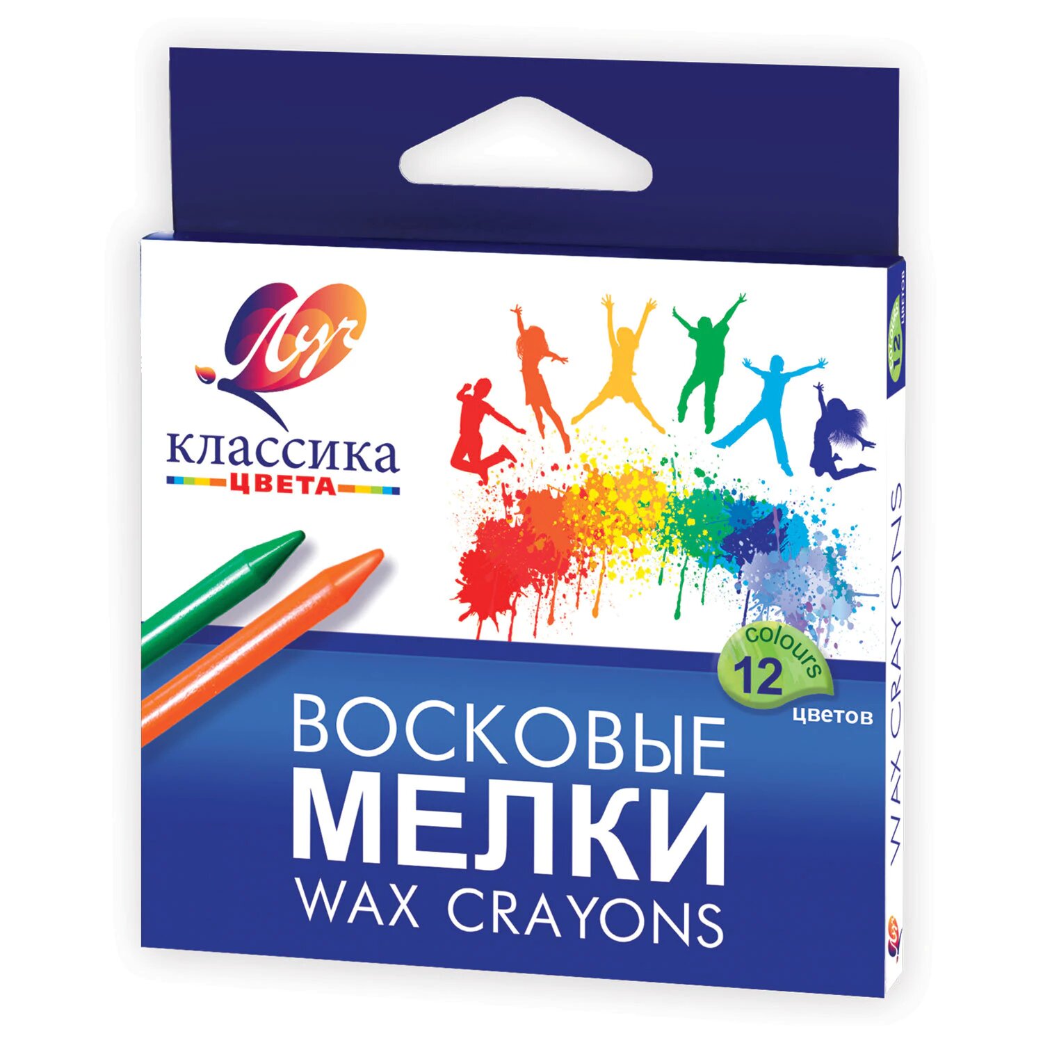 Восковые мелки ЛУЧ "Классика", 12 цветов, картонная упаковка с европодвесом, 12С861-08, 3шт.