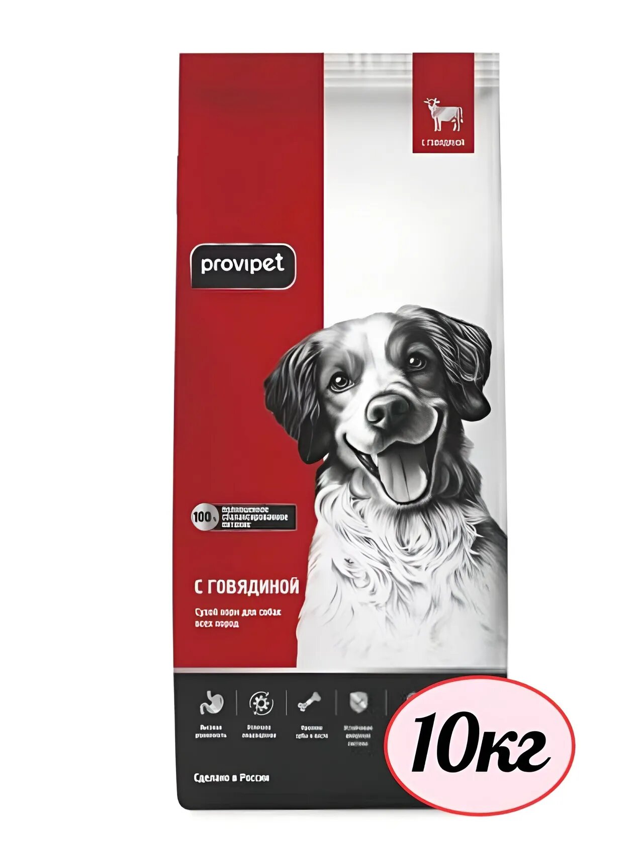 Provipet полнорационный сухой корм для собак с говядиной, 10кг