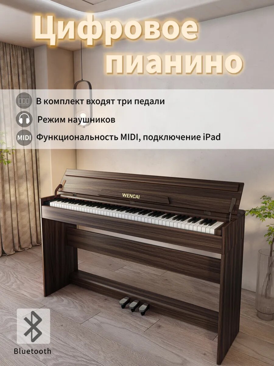 Цифровое пианино WENCAI BL-8818 Полувзвешенная клавиатура (88 клавиш), откидной крышкой и MIDI/USB