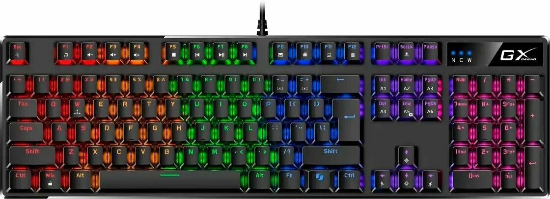 Клавиатура проводная игровая проводная Genius Scorpion K12 /механическая/коричневые переключатели/RGb/Анти-Ghosting/USB/кабель 1.8м/черный (31310057402)