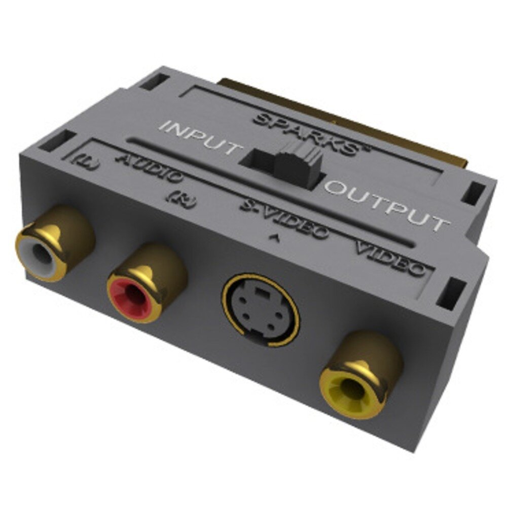 Переход SCART штекер - 3 x RCA гнездо "вход-выход" пластик( 1 штука)