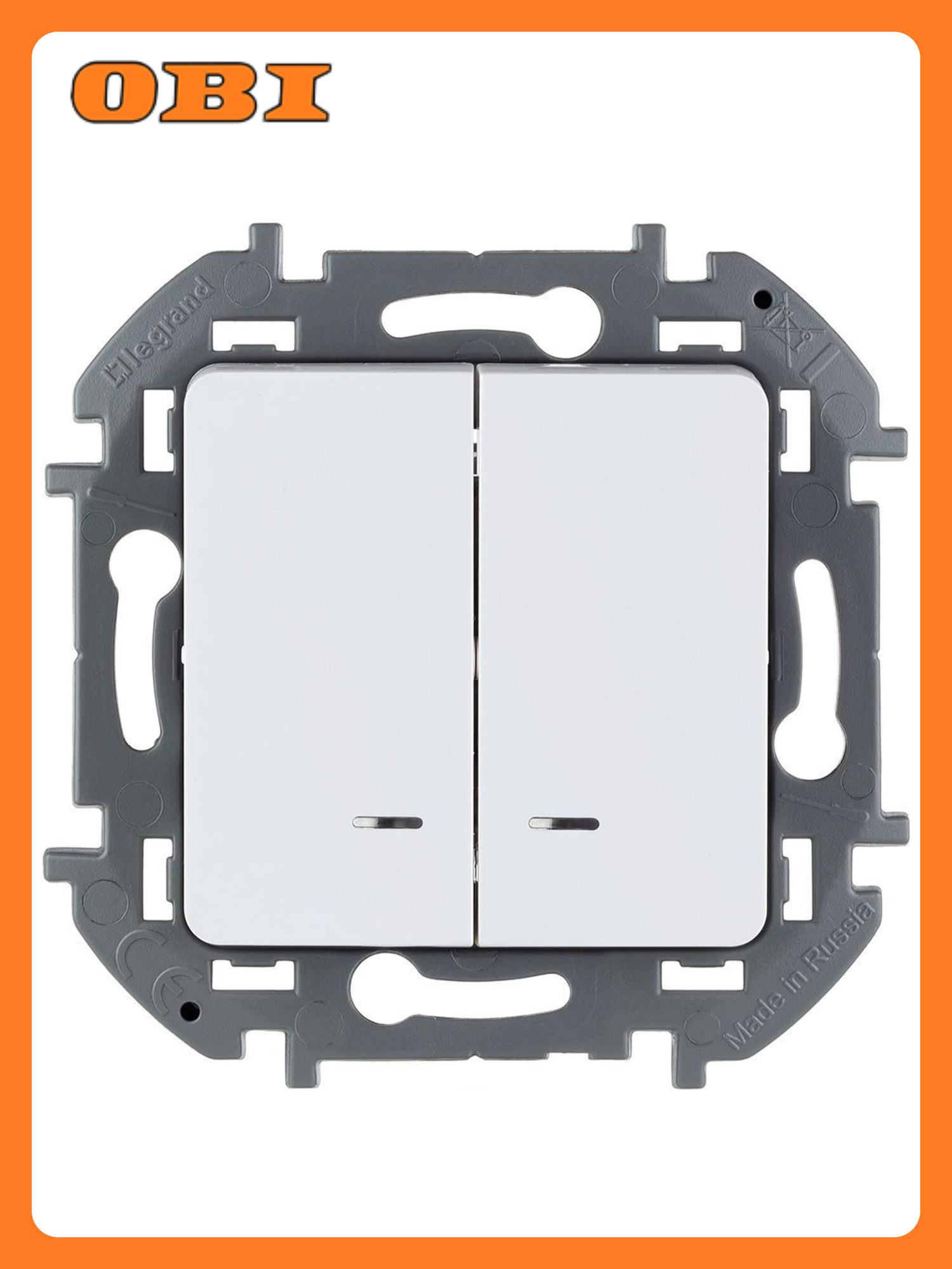 Выключатель Legrand Inspiria, 2 клавиши, с индикацией, белый