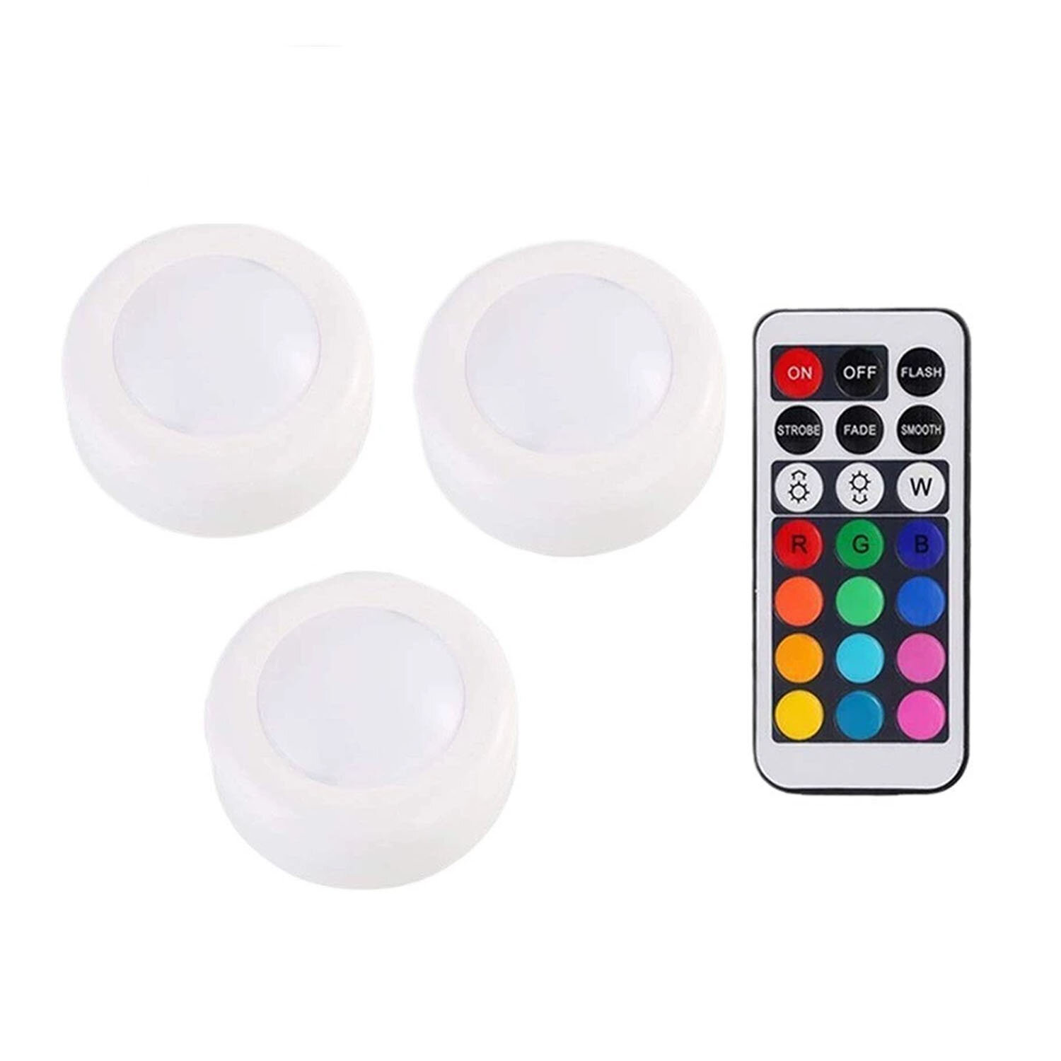 Управляемый дистанционно ночной свет: RGB 16 цветов с пультом для спальни - Компактный светильник на батарейках для шкафа и атмосферного освещения